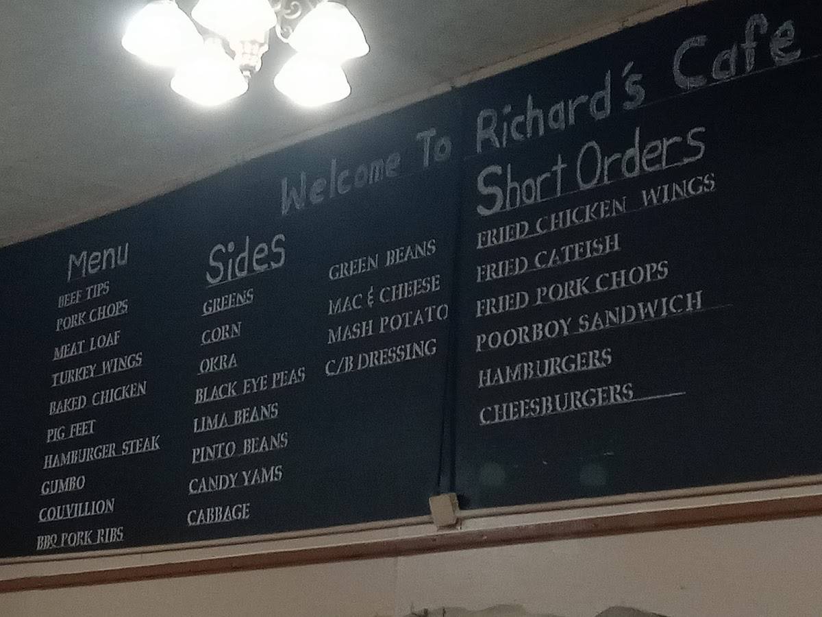 Menu at Richard's Cafe', Beaumont, Magnolia St