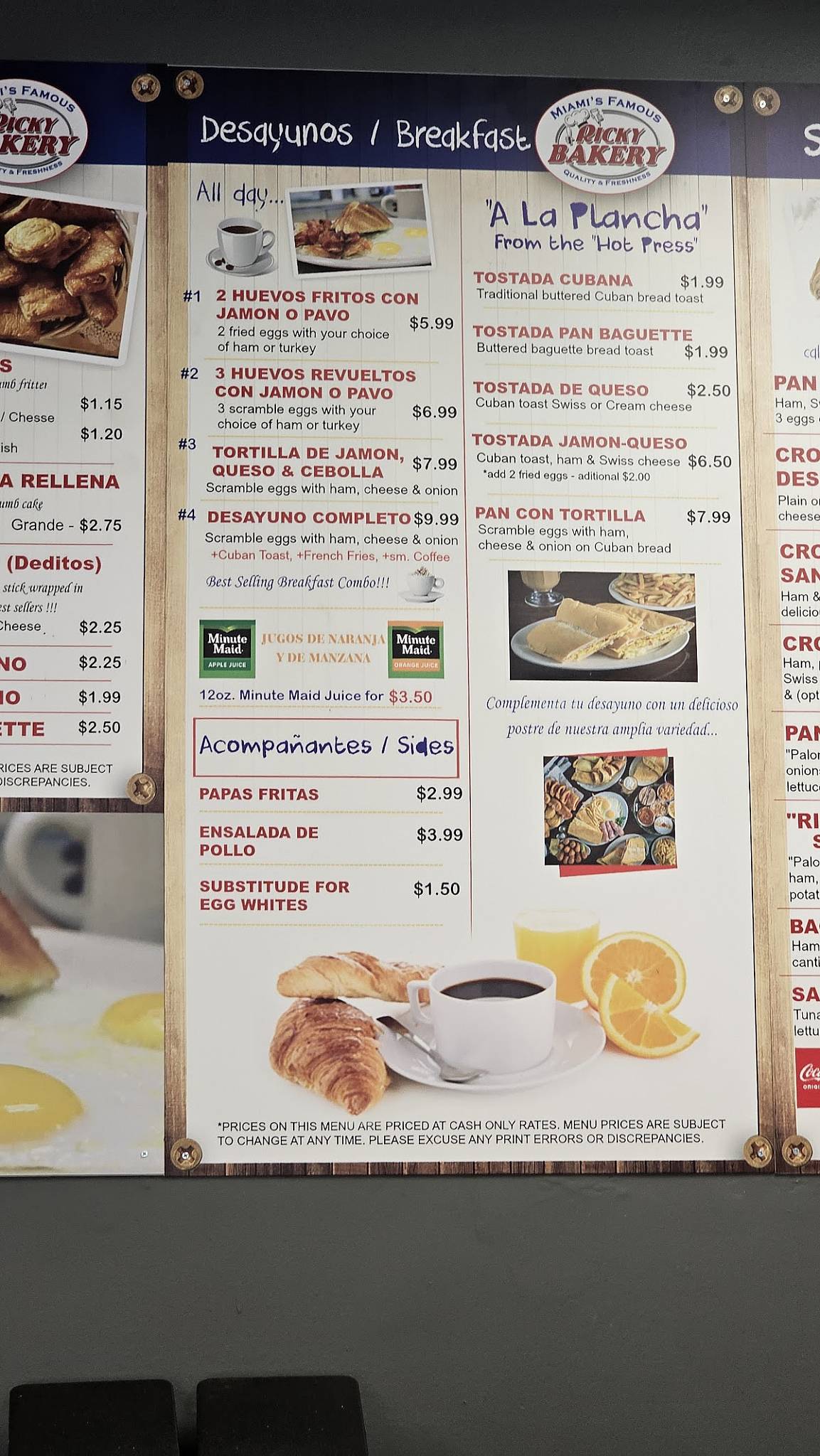 Menu at Ricky Bakery #3 (Sunset Dr.), Miami, SW 117th Ave