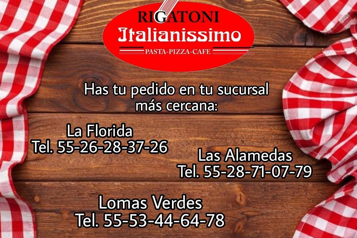 Carta del restaurante Rigatoni Italianissimo Satélite, Naucalpan del Juárez