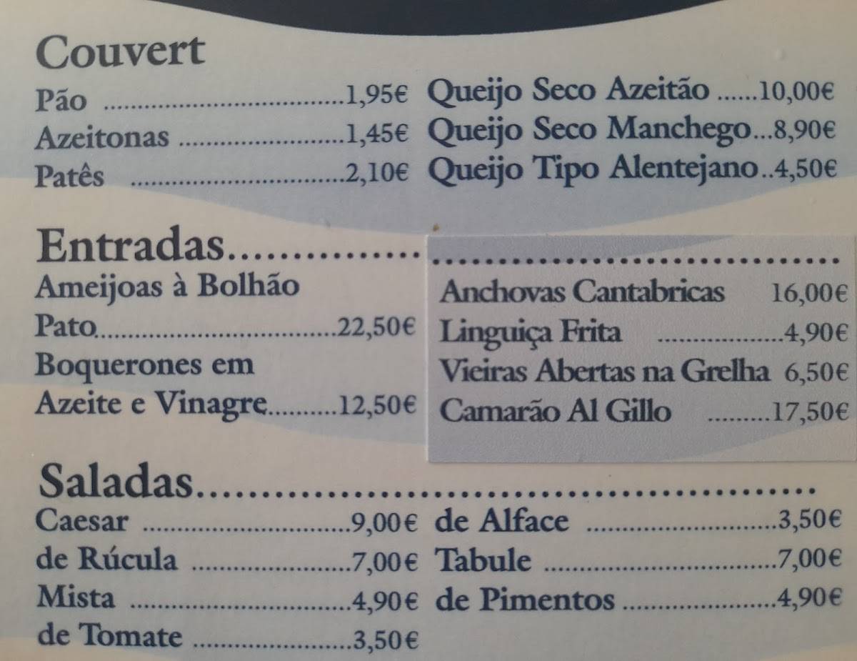 Carta del restaurante Rio Azul Marisqueira e Cervejaria, Setúbal ...