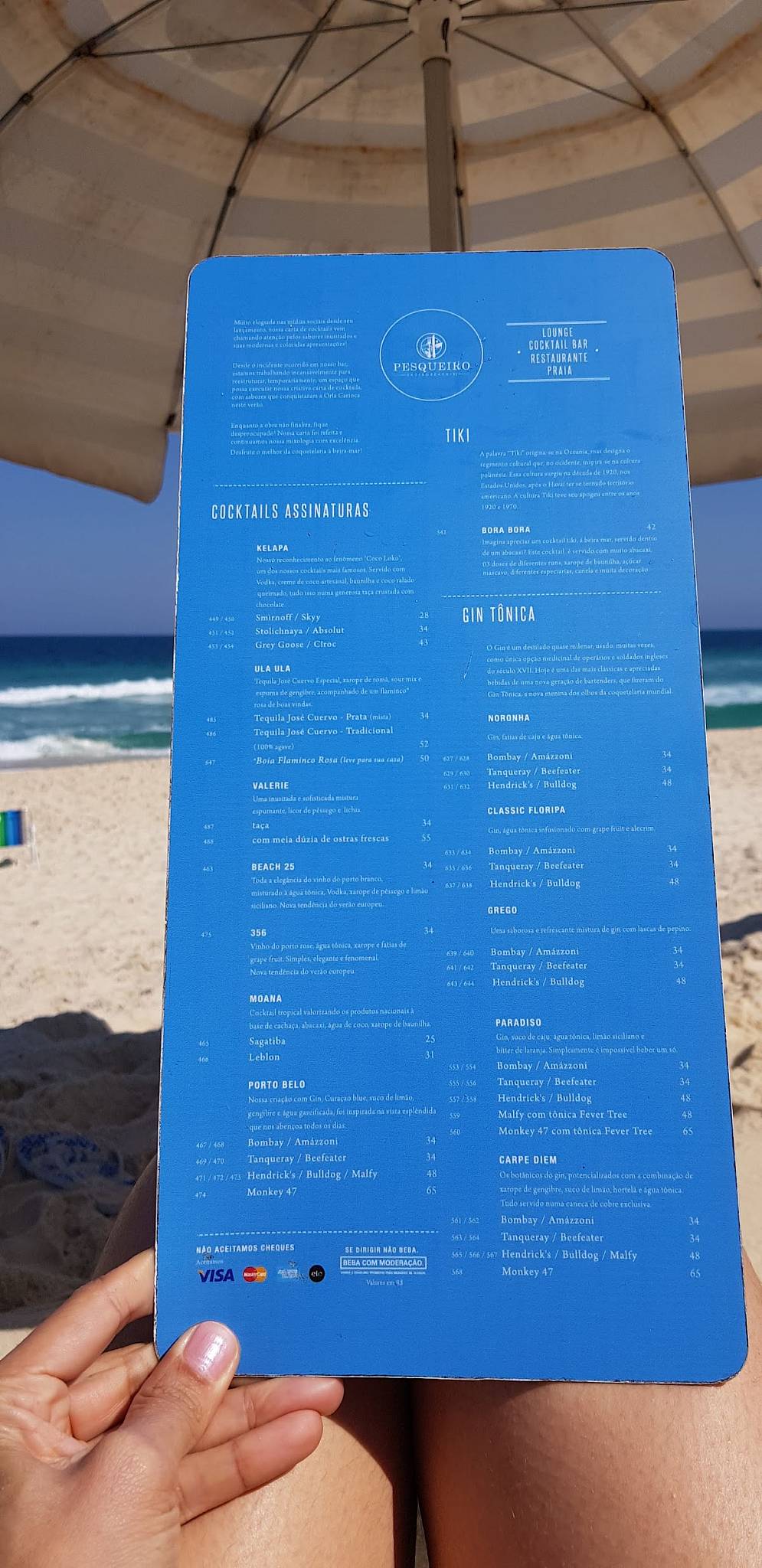 Menu em Beach Club Pesqueiro Praia da Reserva -Barra da Tijuca ...