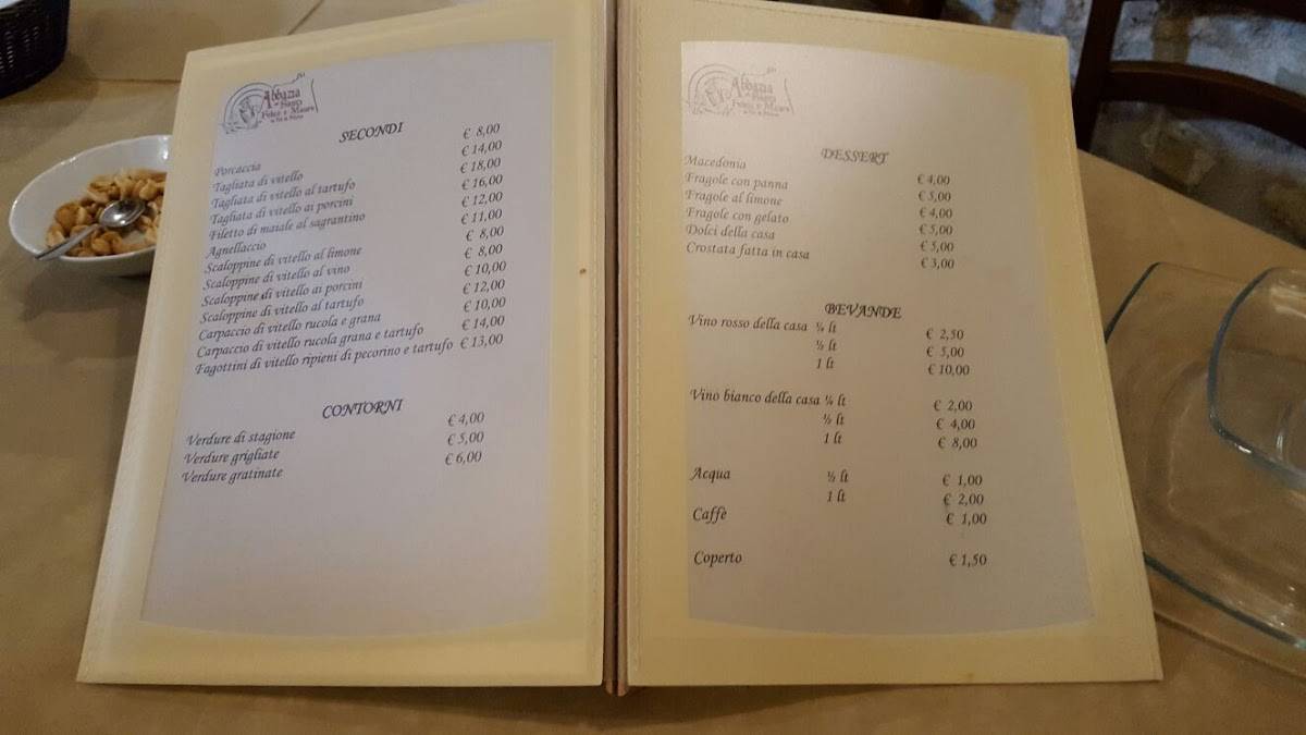 Menu da Abbazia dei Santi Felice e Mauro ristorante, Castel San Felice