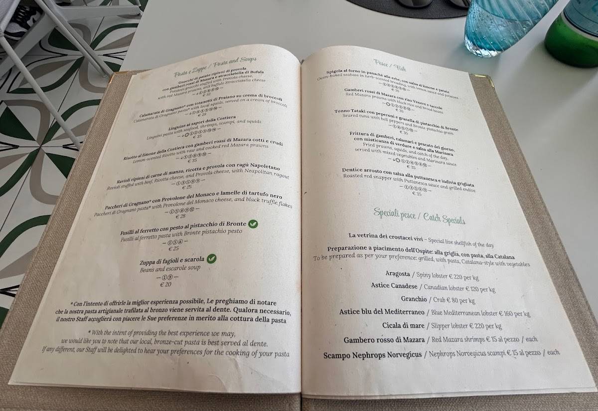 Menu at Ristorante Adamo ed Eva Positano, Positano