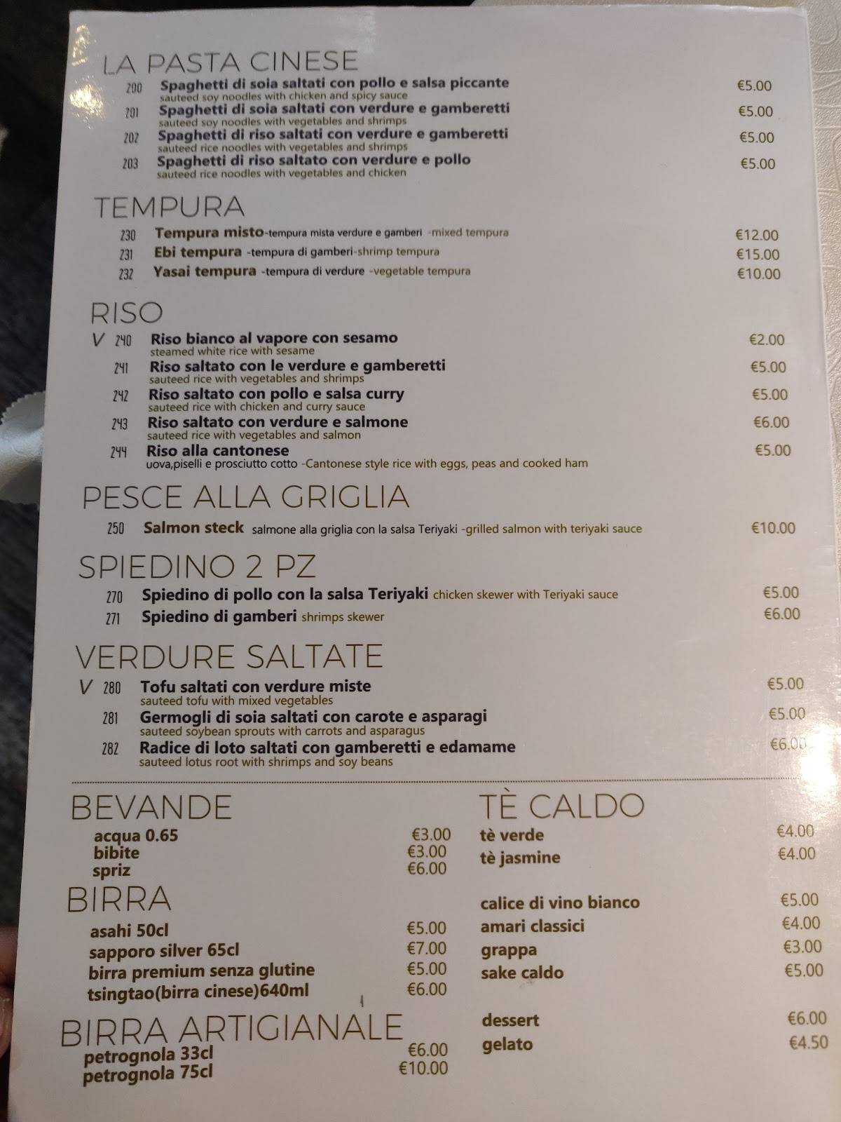 Menu da Ristorante Goyo, Calenzano