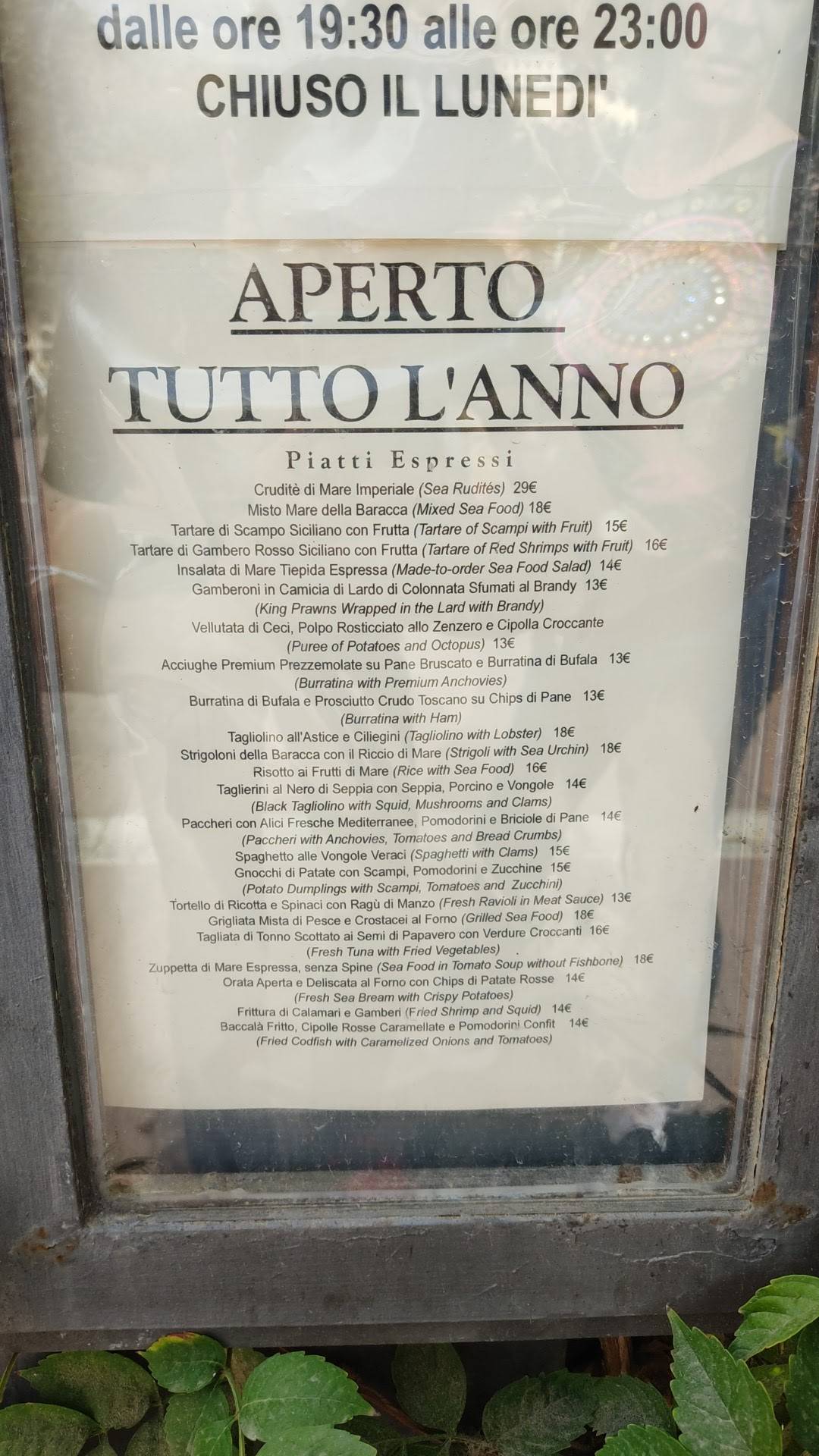 Menu da Ristorante La Baracca, Follonica