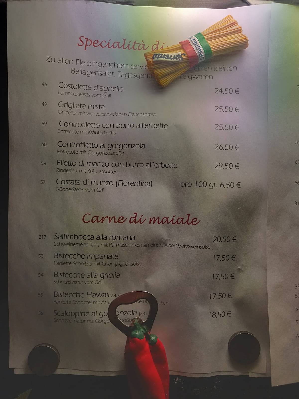 Speisekarte von Ristorante Pizzeria Da Gabriele, Bad Säckingen ...