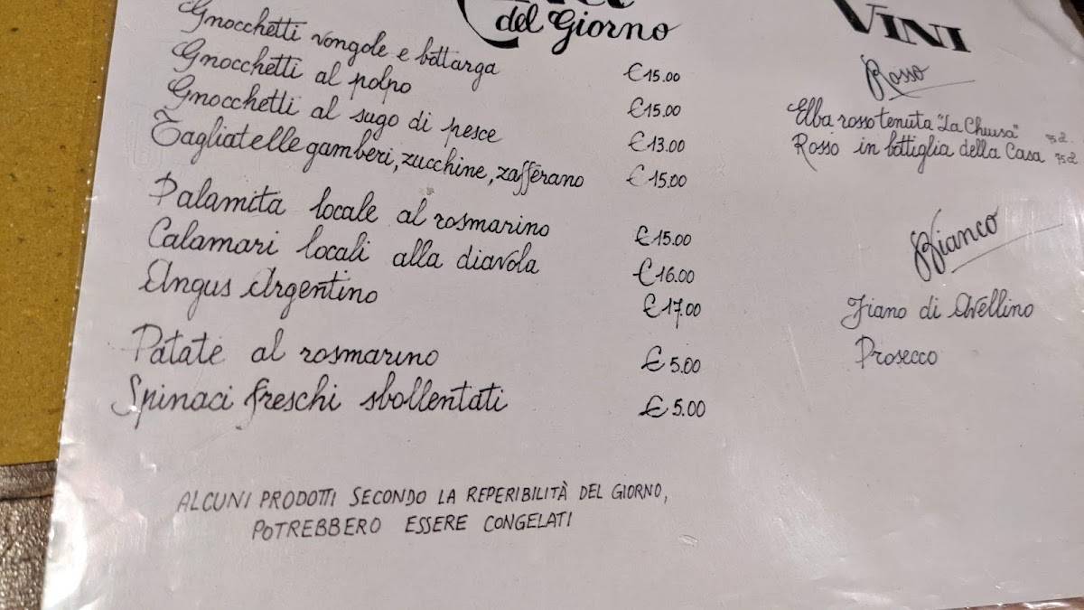 Menu da Ristorante lo Sgarbo, Capoliveri Menu da Ristorante lo Sgarbo, Capoliveri