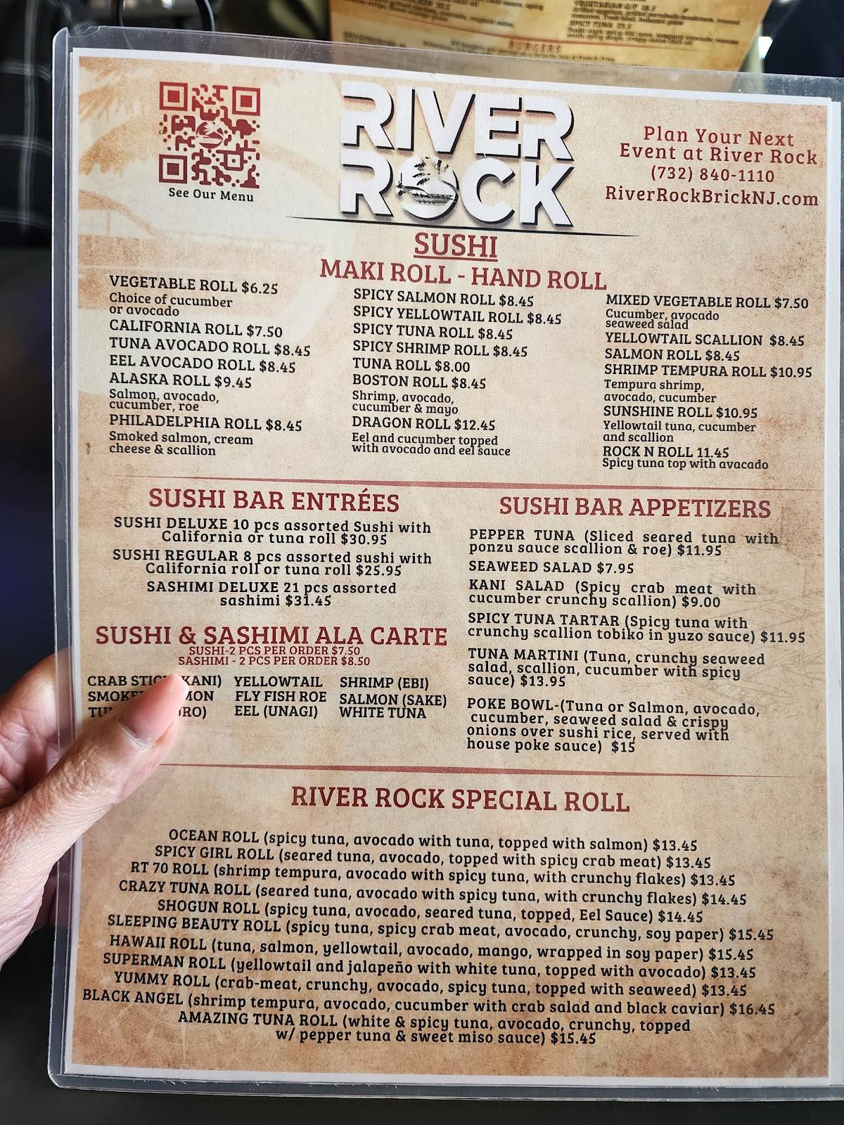 Menu at River Rock Restaurant & Marina Bar, Brick