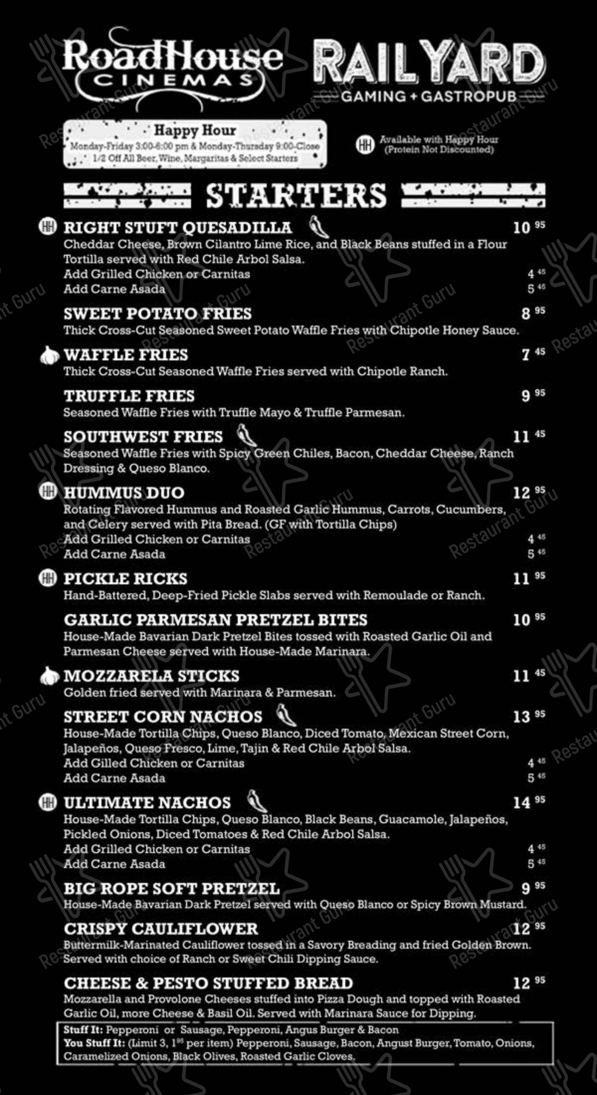 Menu at RoadHouse Cinemas Colorado Springs restaurant, Colorado Springs