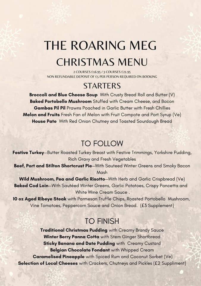 Menu at Roaring Meg pub & bar, Stoke-on-Trent, 40 Pennine Way
