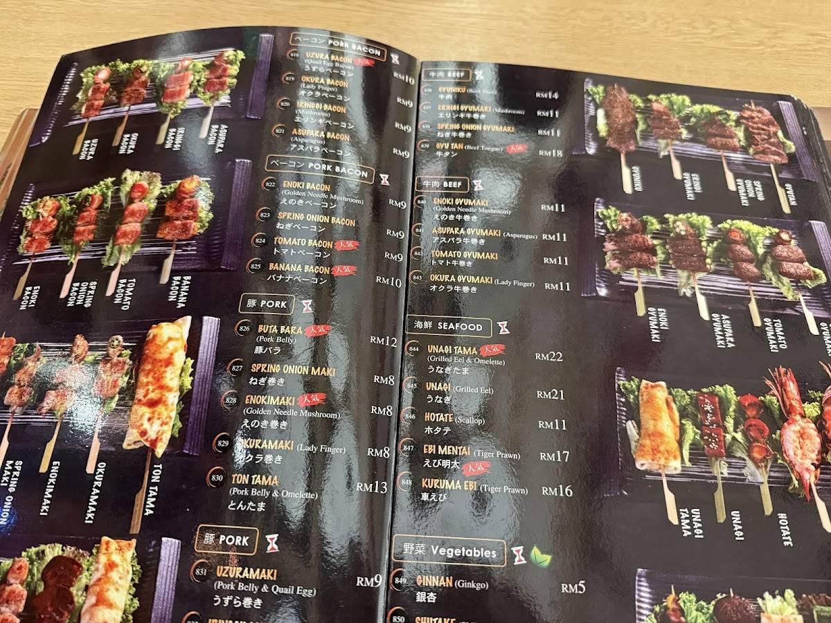 Menu at Robataya Izakaya • The Exchange TRX restaurant, Kuala Lumpur