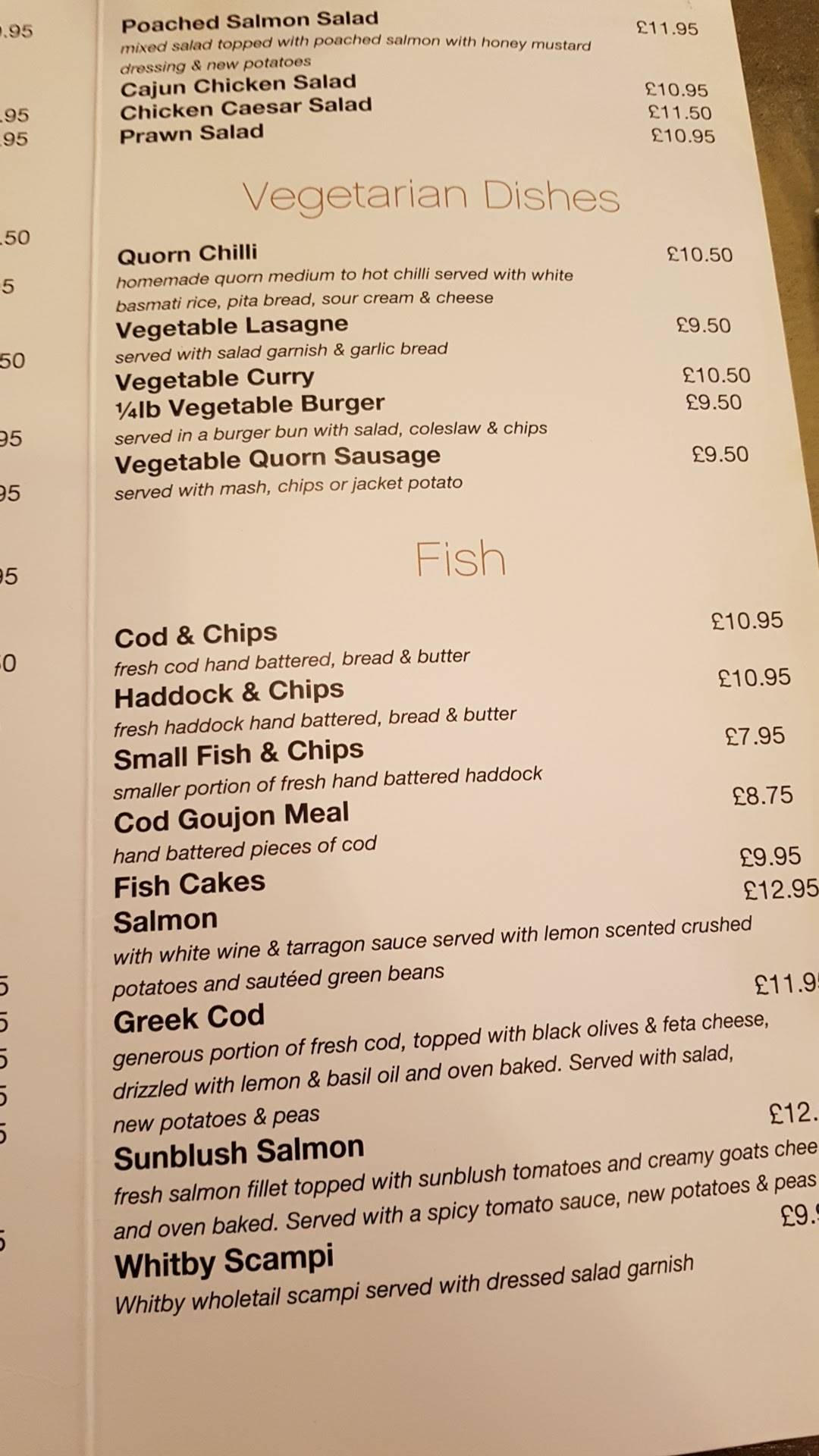 Menu at Robin Hood Inn pub & bar, Sheffield, 64 Main St