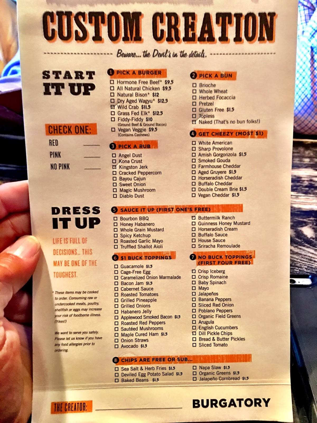 Menu at Burgatory pub & bar, Robinson Township