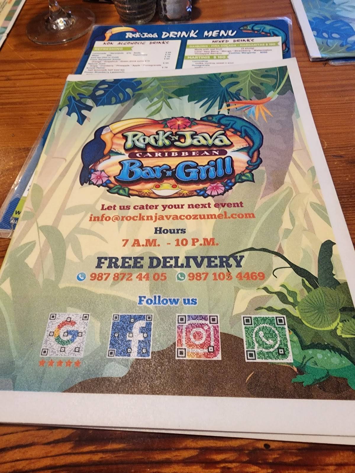 Carta de Rock 'n Java Cozumel Caribbean Bar & Grill, Cozumel