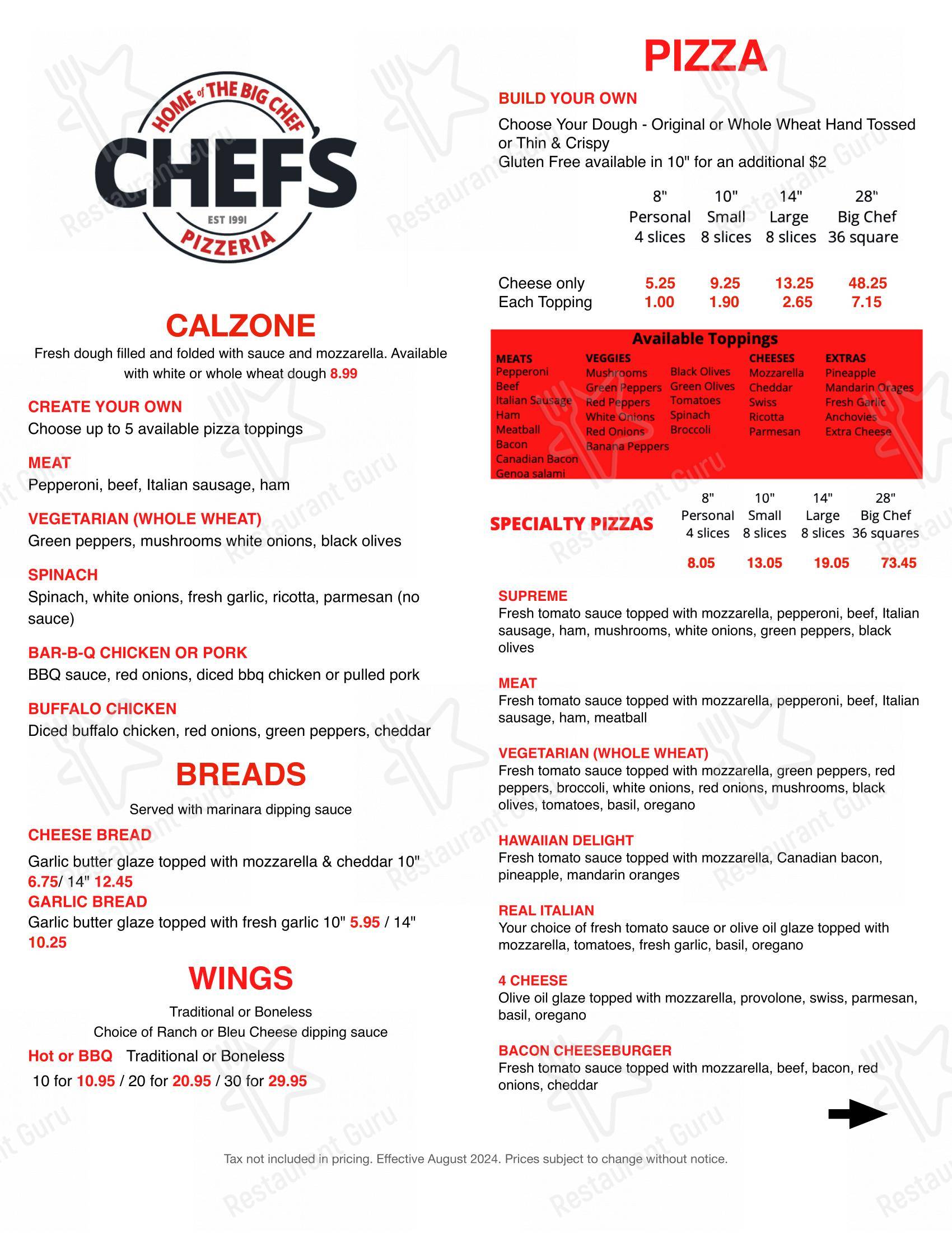 Menu at Rocky's Pizza pizzeria, Jonesborough