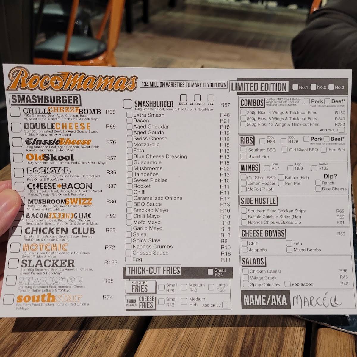 Menu at RocoMamas Grove Mall restaurant, Pretoria, Shop L35