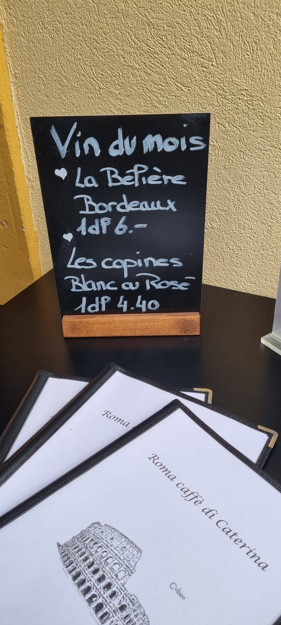 Menu au Roma Caffè di Caterina, Yverdon-les-Bains
