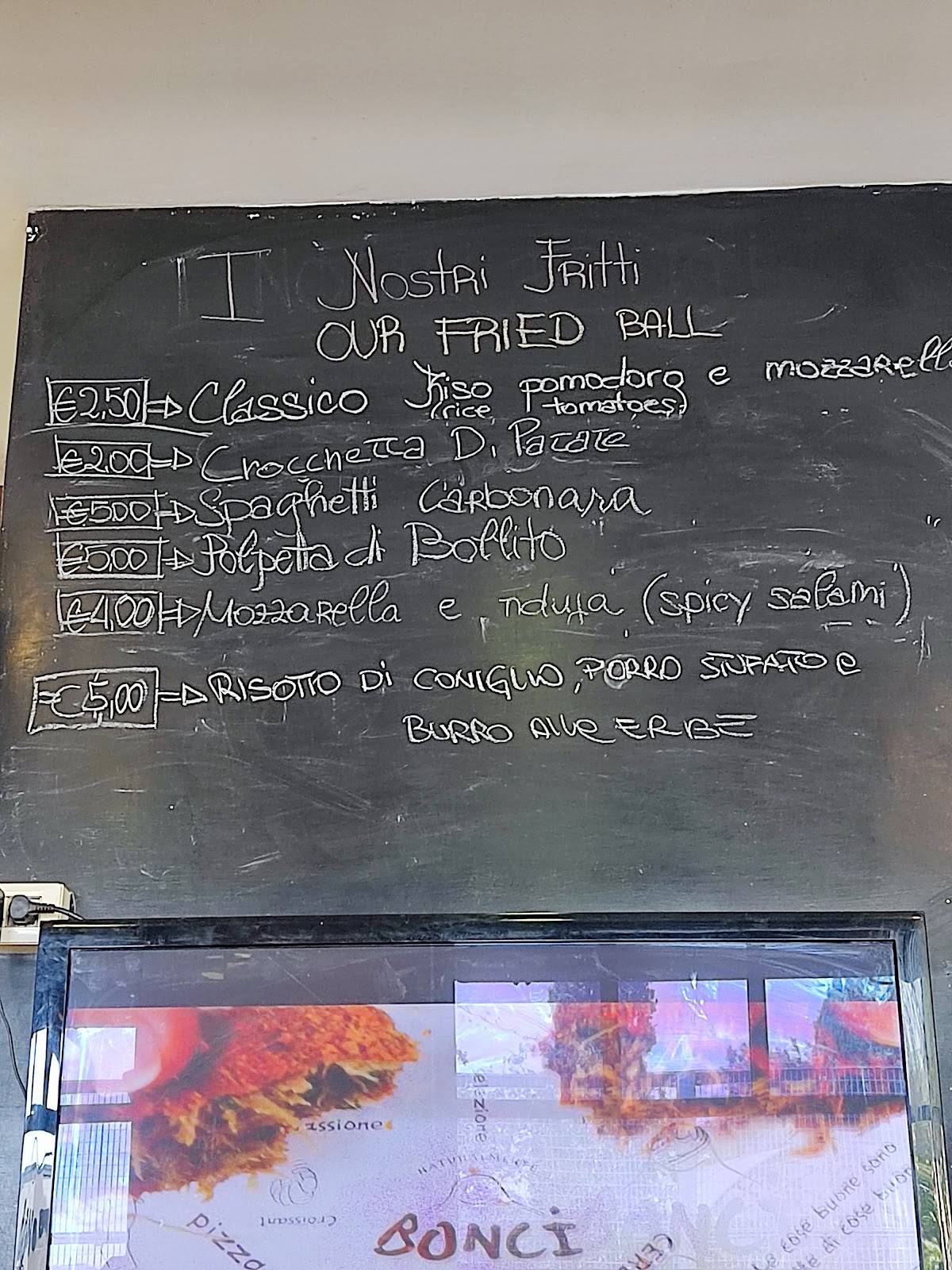 Menu at Bonci Pizzarium pizzeria, Rome