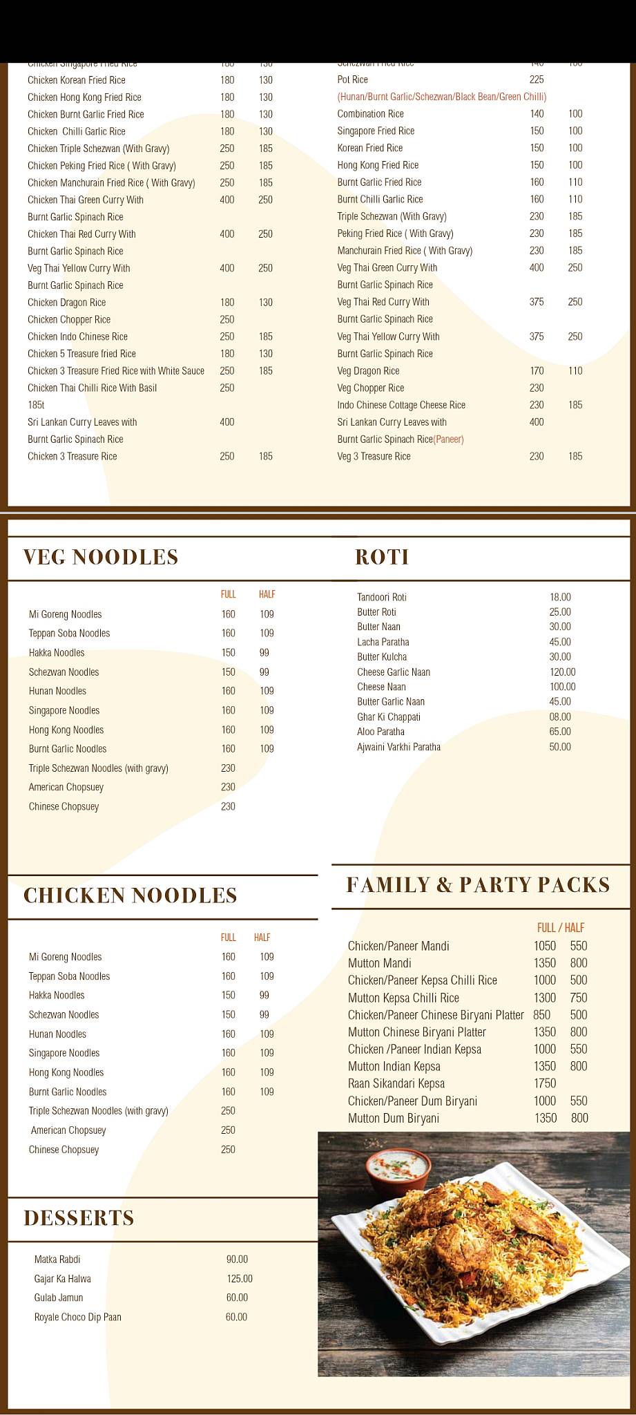 Menu at Roshan Bakery and Restaurant, Mumbai, telephone exchange