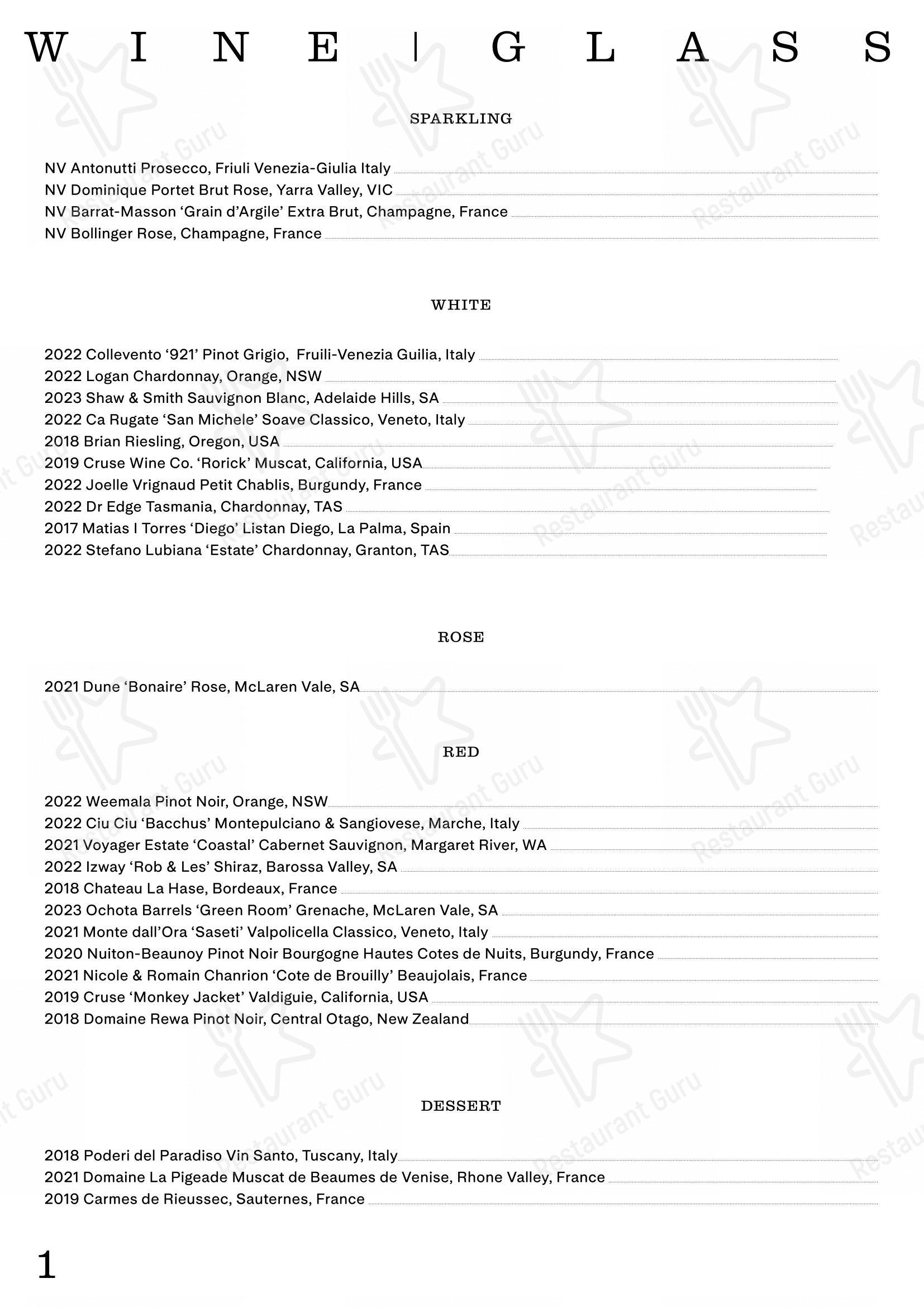 Menu at Rothwell’s Bar & Grill, Brisbane City