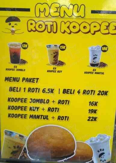 Menu at ROTI KOOPEE cafe, Bogor, Jl. Malabar Ujung No.3