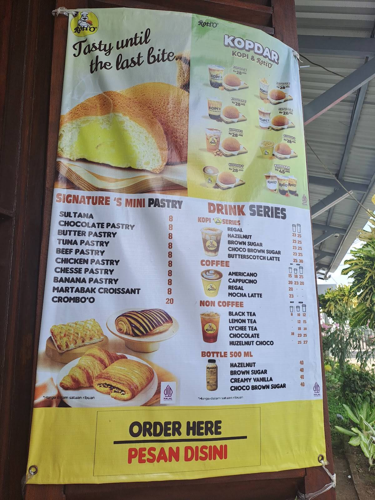 Menu at Roti O Stasiun Tasikmalaya, Tasikmalaya