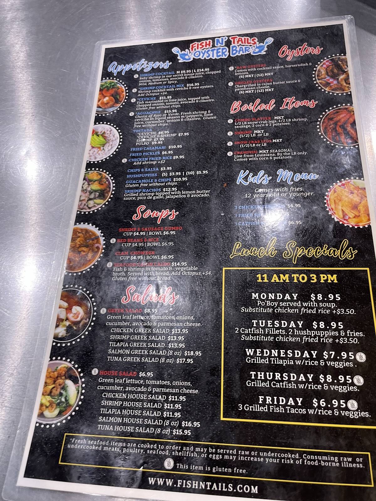 Menu at Fish N Tails Oyster Bar, Rowlett