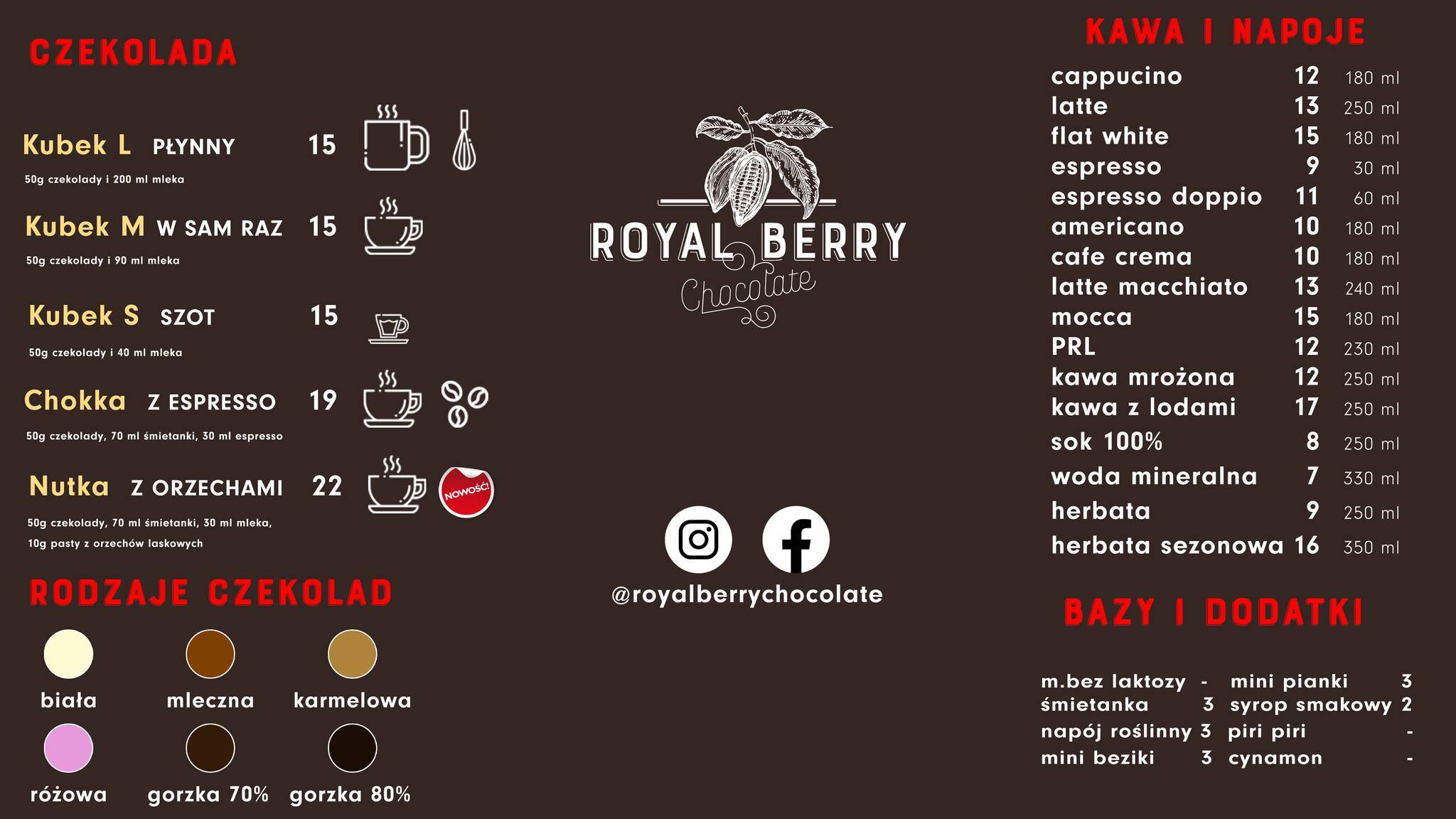 Menu at Royal Berry - Pijalnia Czekolady i Lody Autorskie cafe, Zgorzelec
