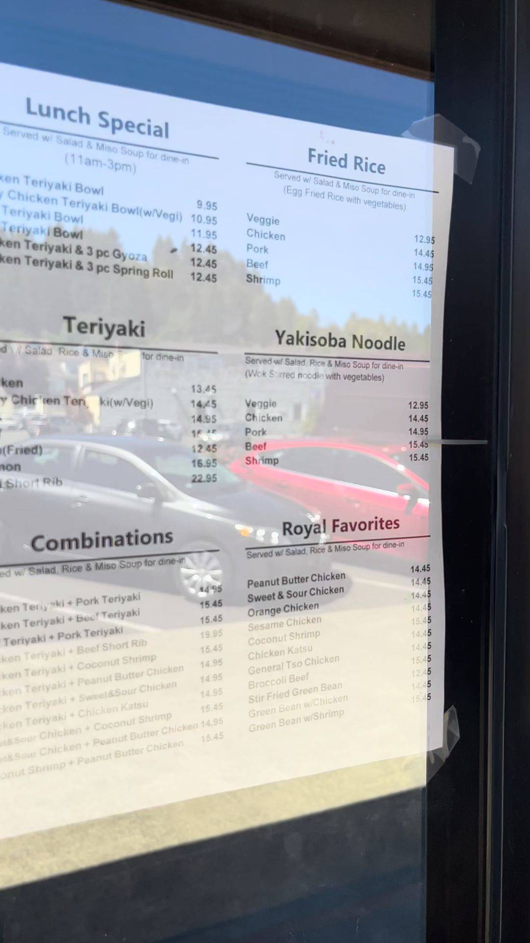 Menu at Royal Sushi & Teriyaki restaurant, Chehalis
