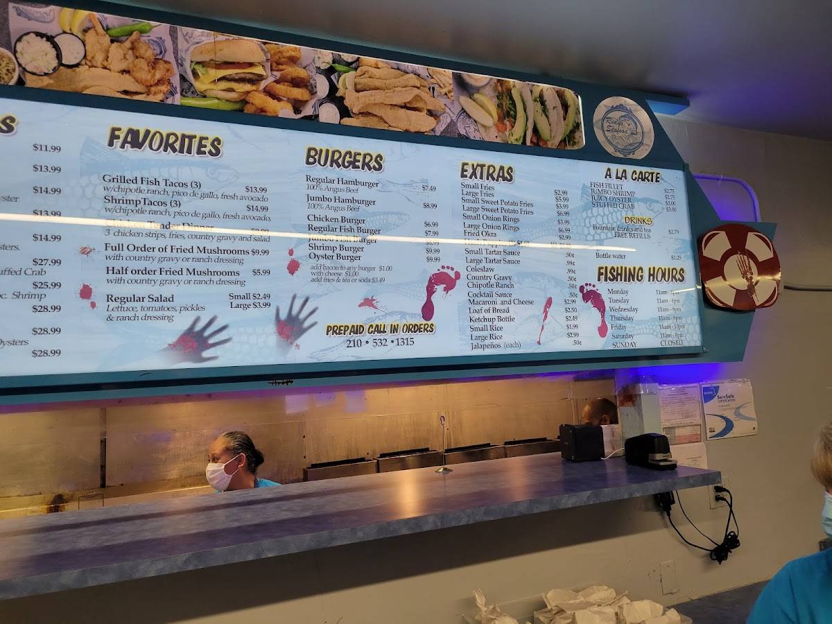 Menu at Rudy's Seafood restaurant, San Antonio