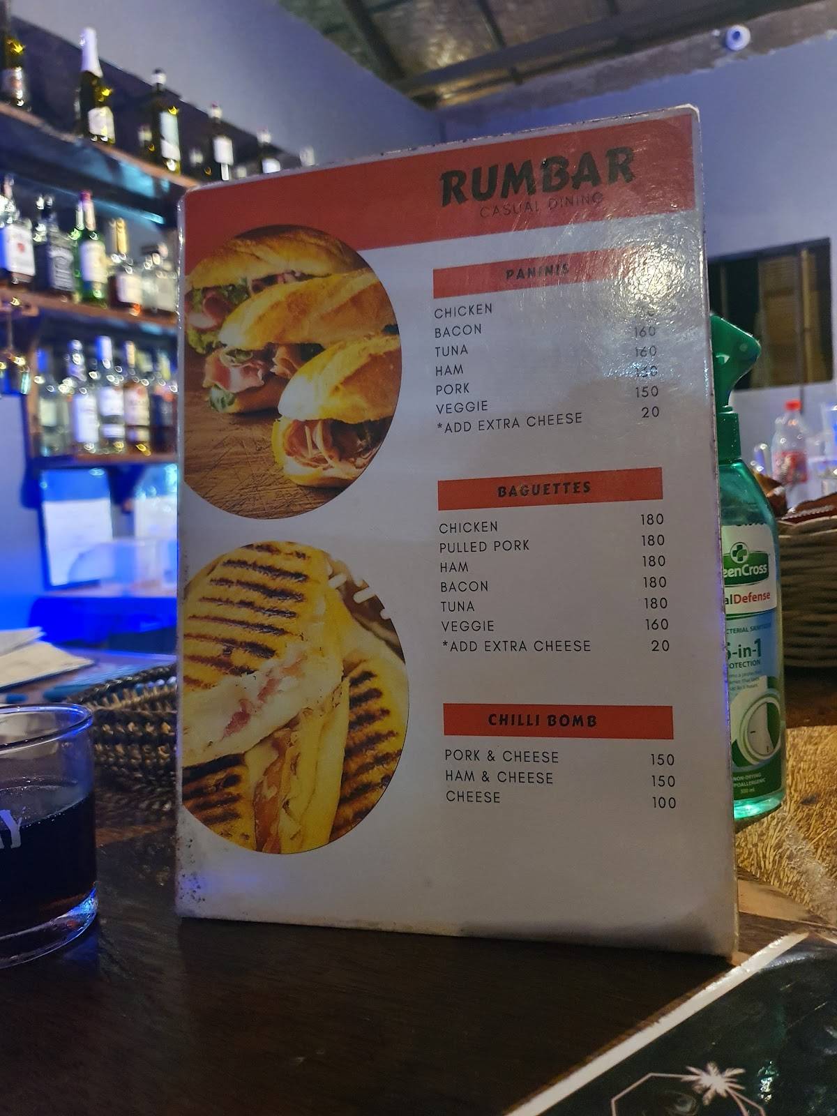 Menu at RumBar, San Juan