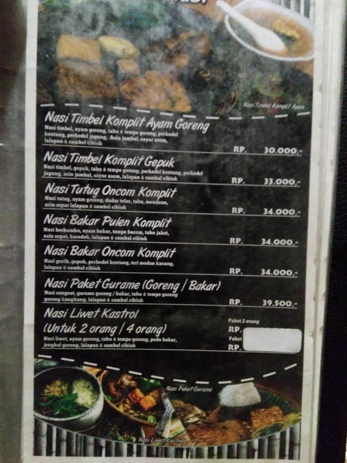 Carta del restaurante Rumah Makan Khas Sunda Cibiuk, Nagreg