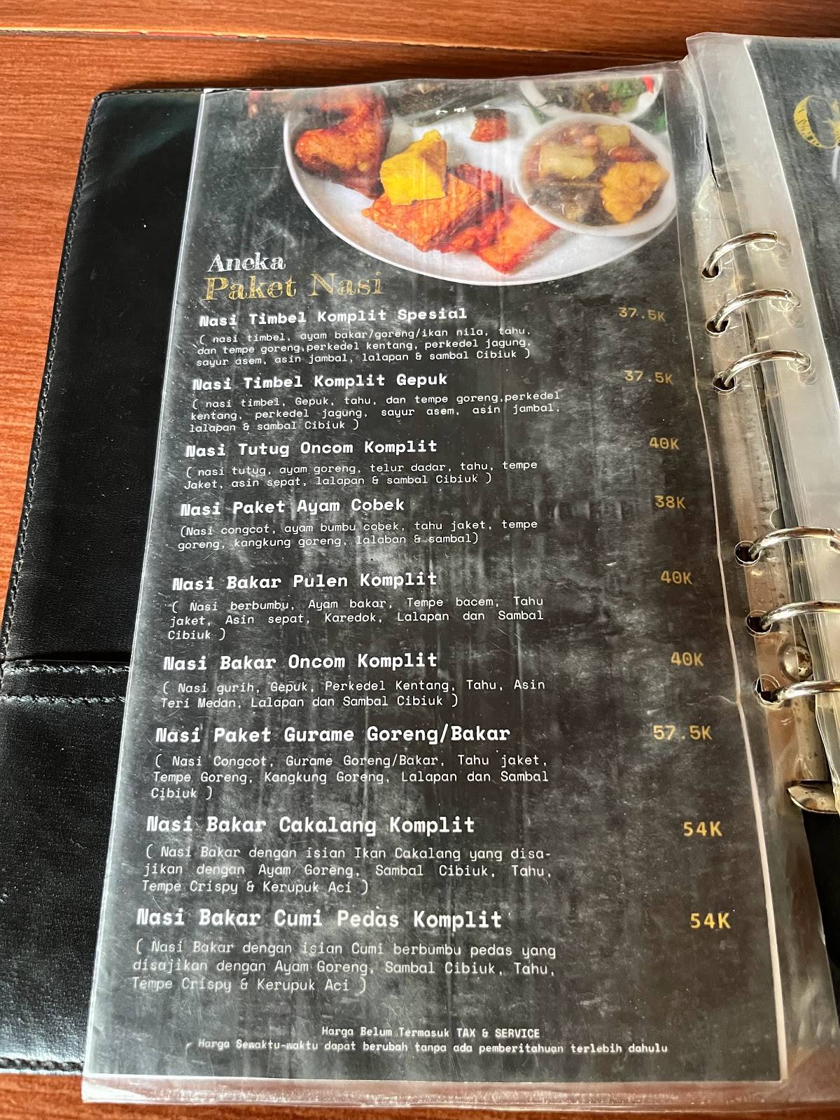 Carta del restaurante Rumah Makan Khas Sunda Cibiuk, Sayang