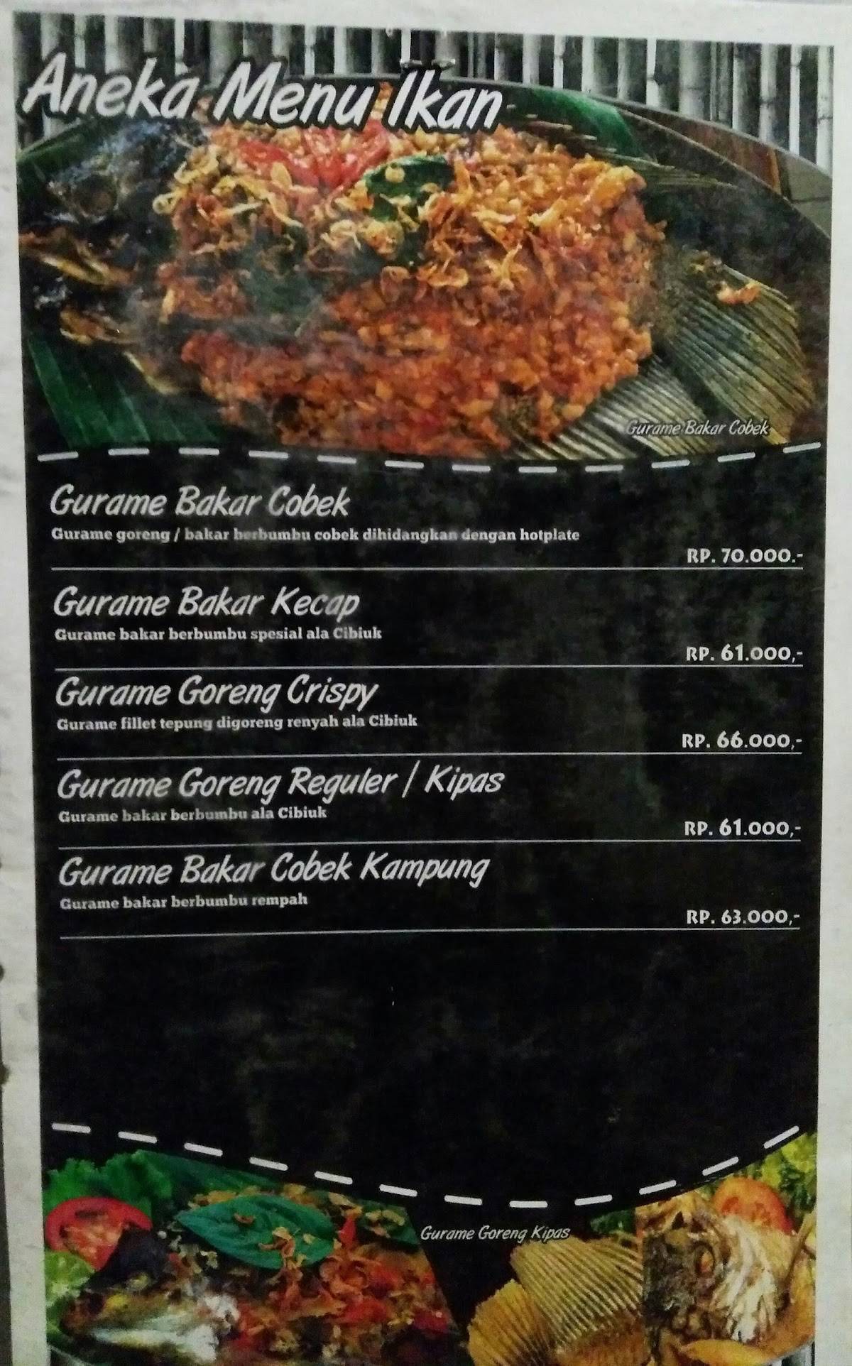 Carta del restaurante Rumah Makan Khas Sunda Cibiuk, Sayang
