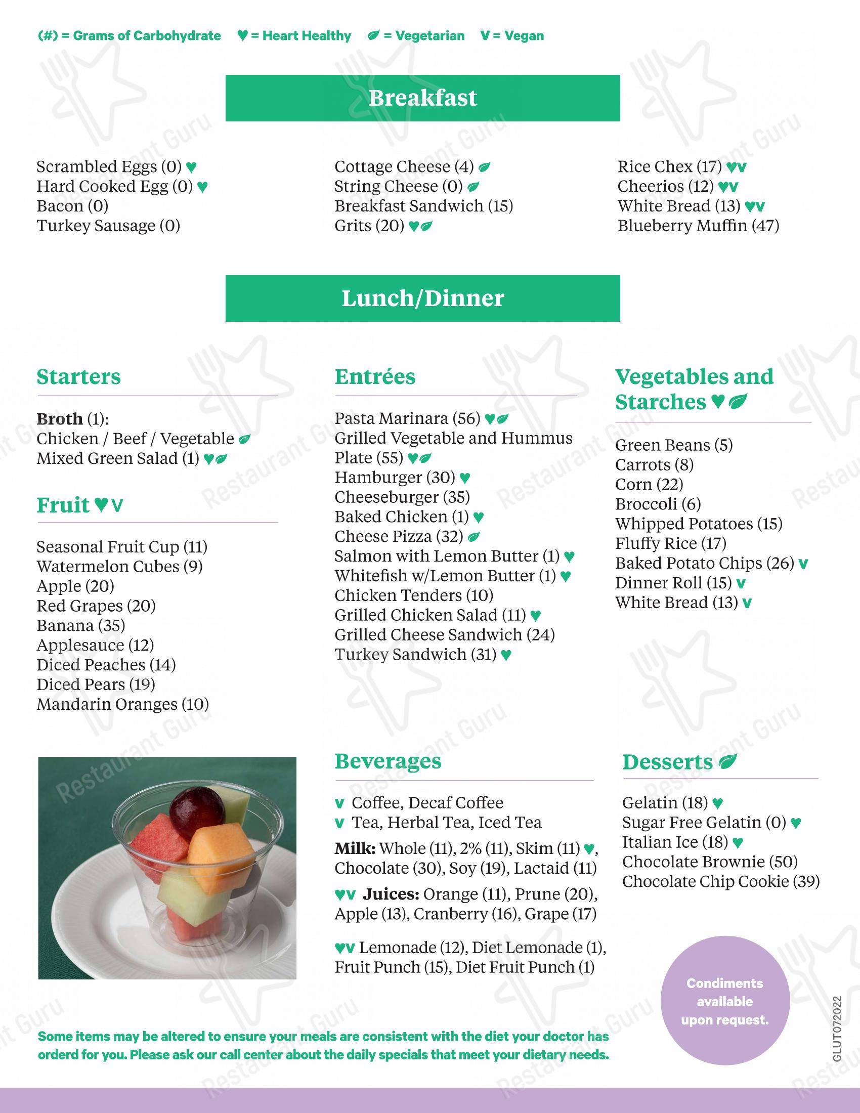 Menu at Rush cafeteria, Chicago