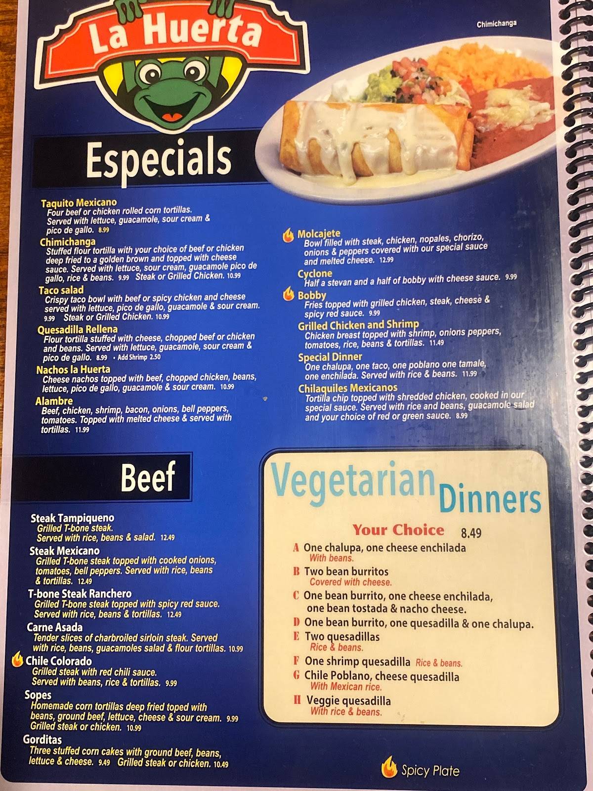 Menu at La Huerta Mexican Restaurant, Russellville, N Arkansas Ave