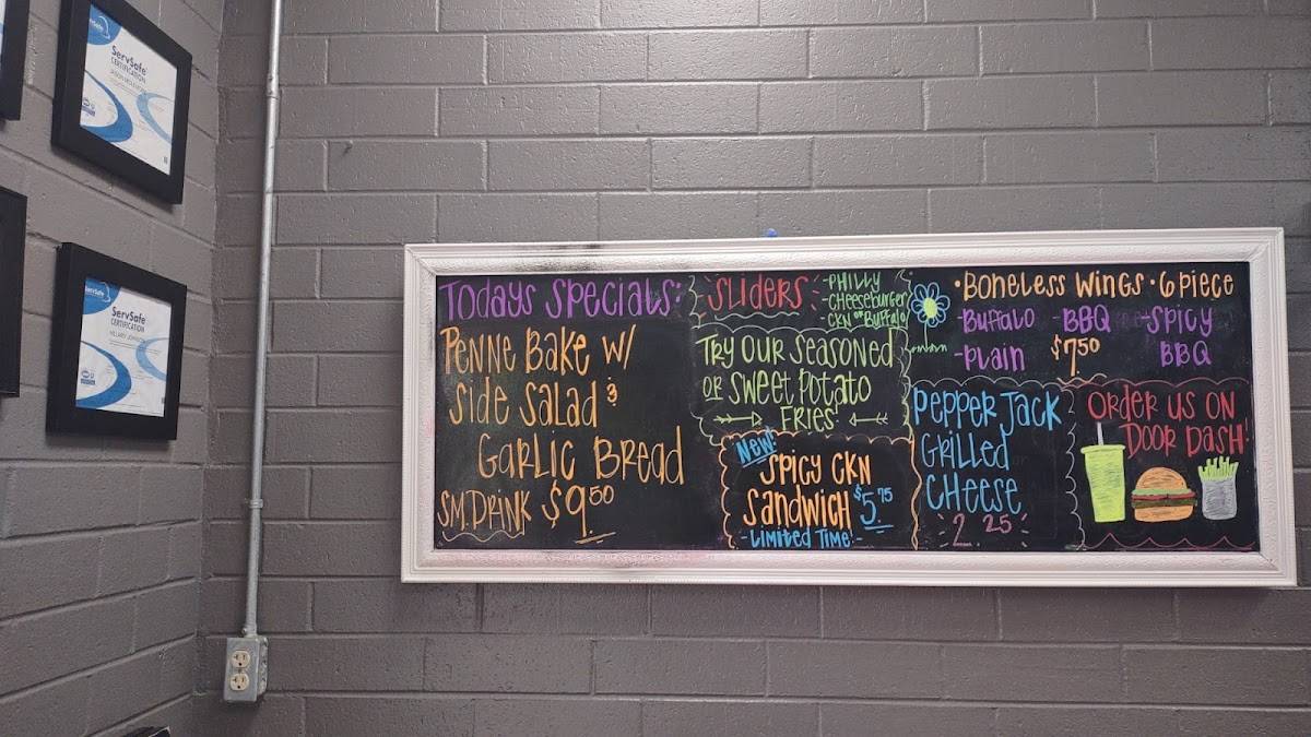 Menu at Speedway Cafe, Rutherford College, 611 Malcolm Blvd