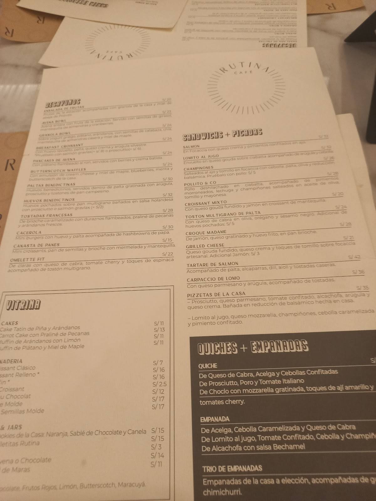 Carta de Rutina Café, Miraflores