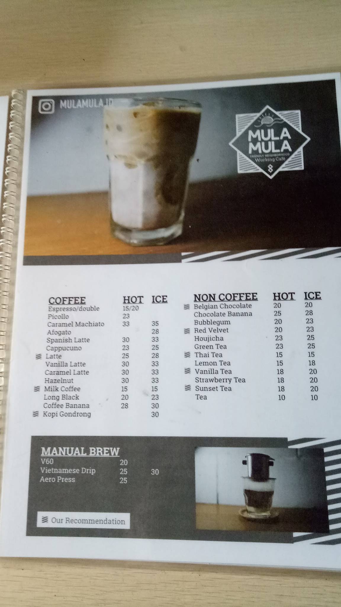 Carta del café Ruuma Kopi, South Jakarta