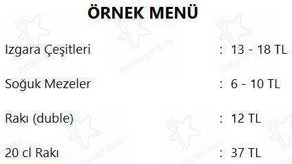 Menu at Rüyam Restoran, Istanbul