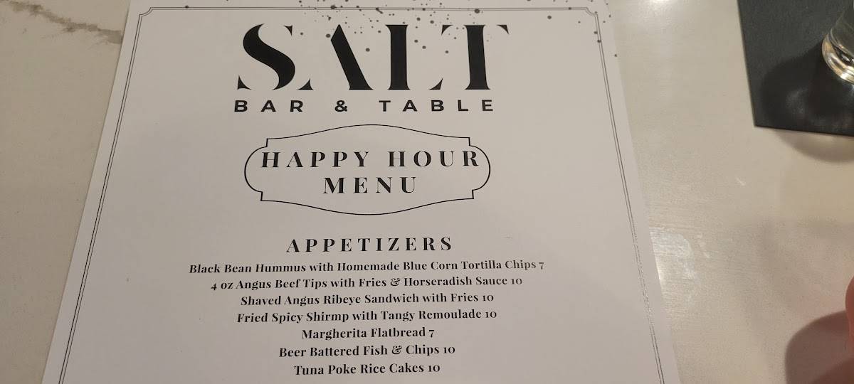 Menu at SALT Bar & Table, Bradenton Beach