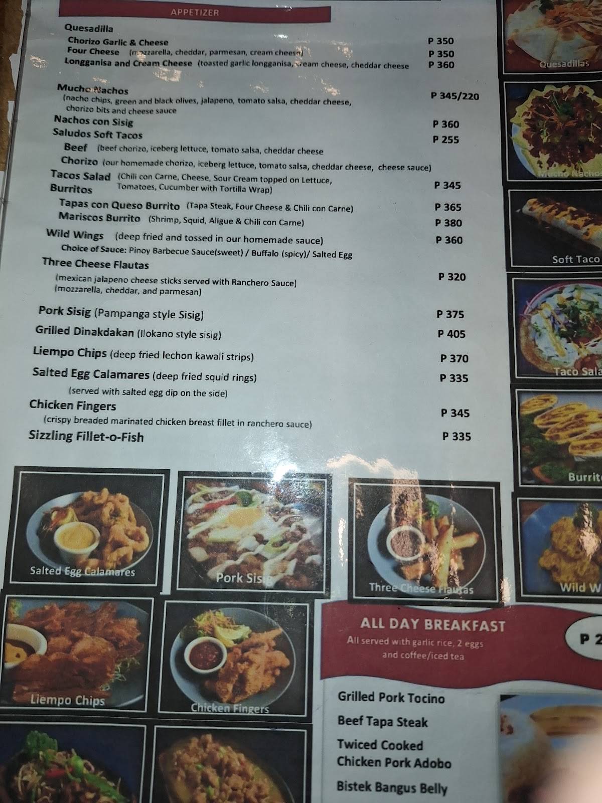 Menu at SALUDOS Fil + Mex Grillery restaurant, Pasig
