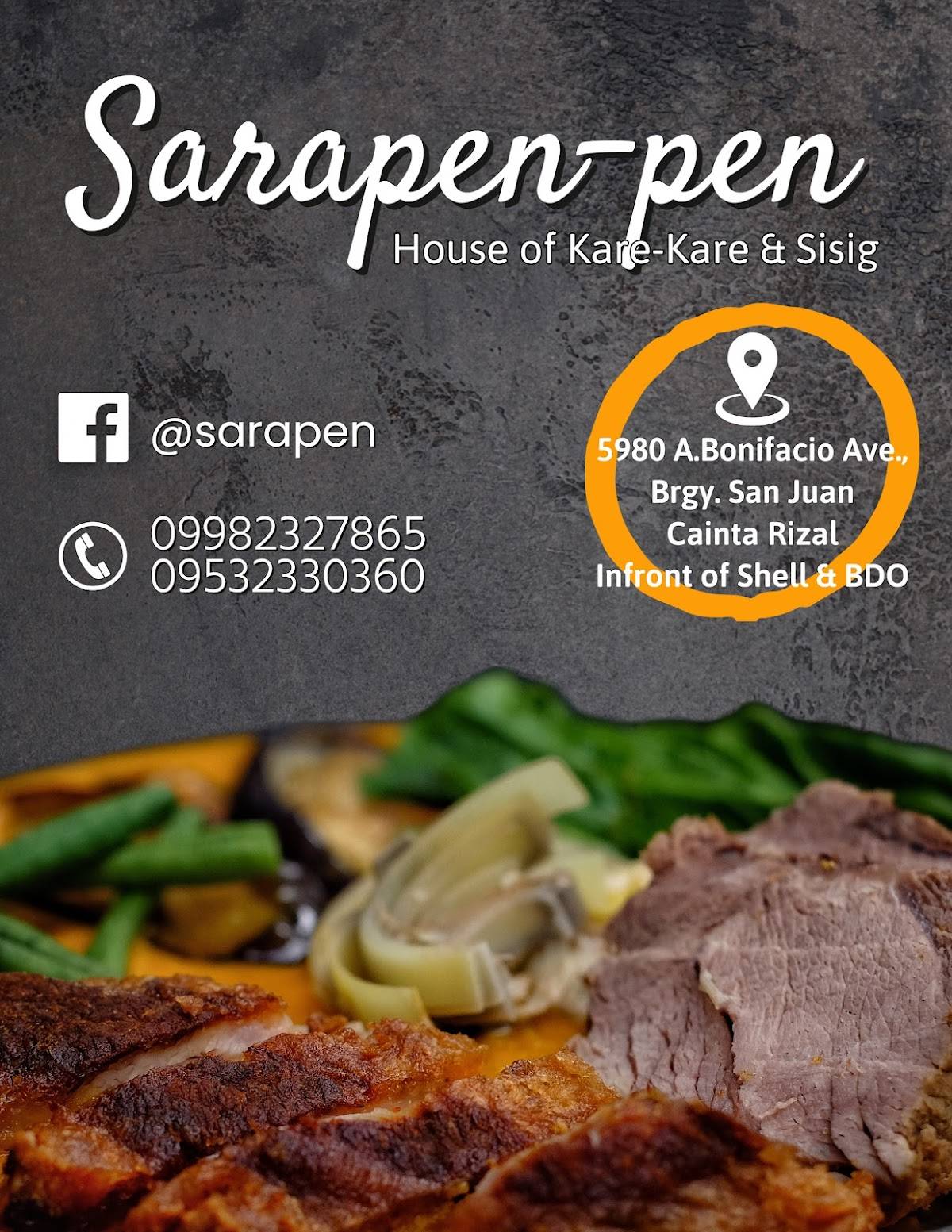Menu at SARAPEN-PEN House of Kare-Kare and Sisig restaurant, Cainta