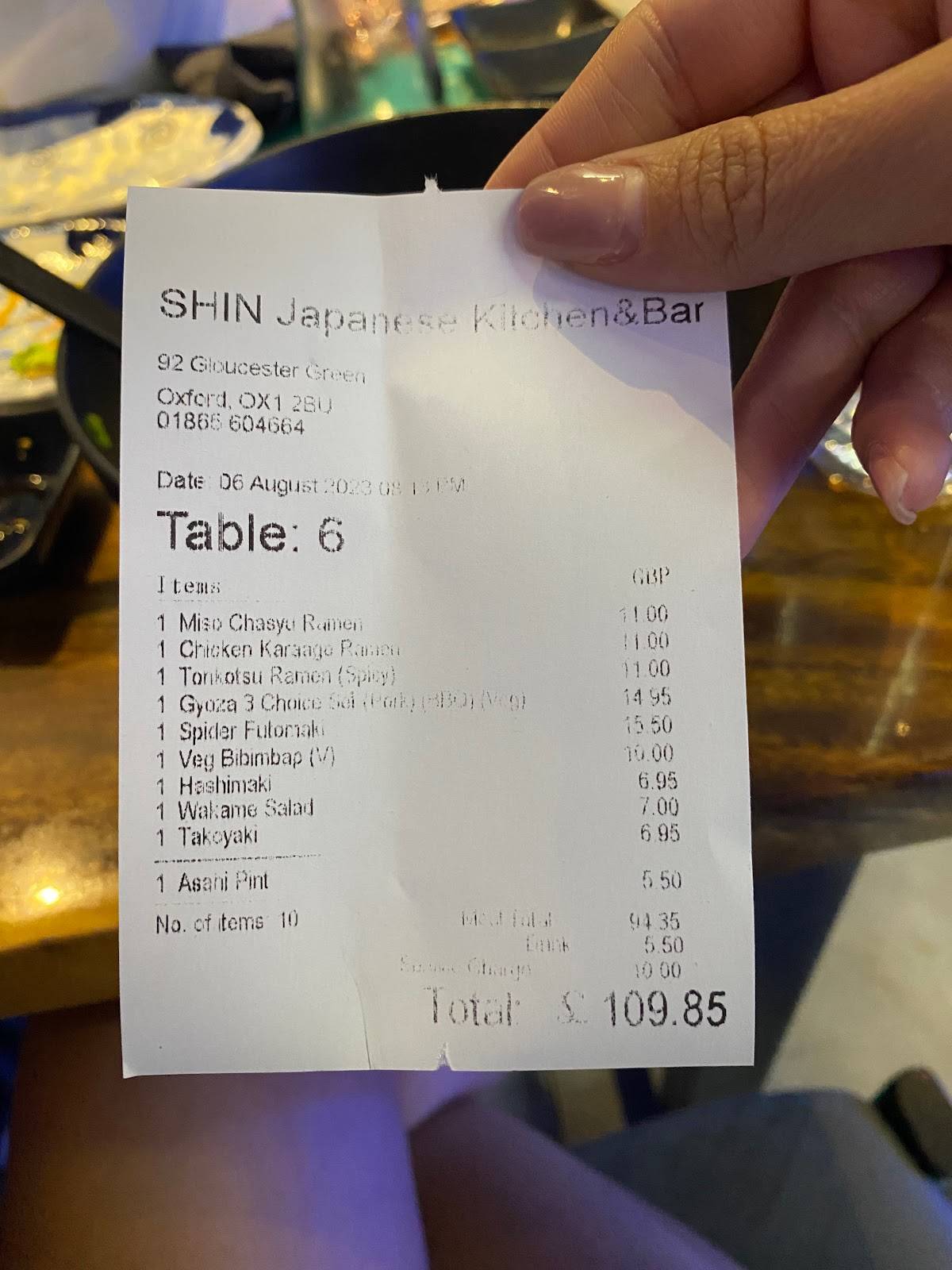 Menu at Shin Japanese Kitchen and Bar, Oxford