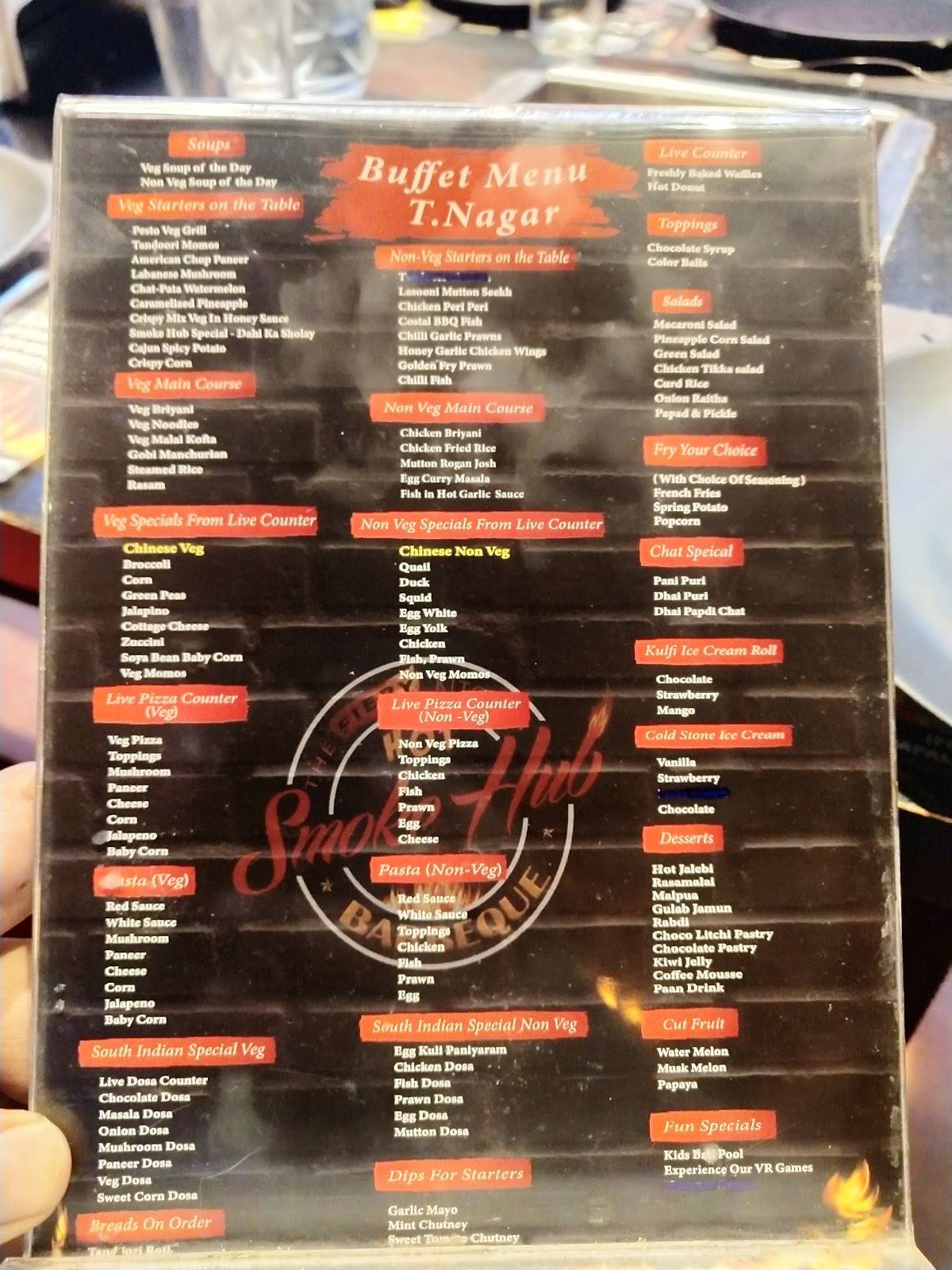 Menu at SMOKE HUB BARBEQUE - T.NAGAR, Chennai