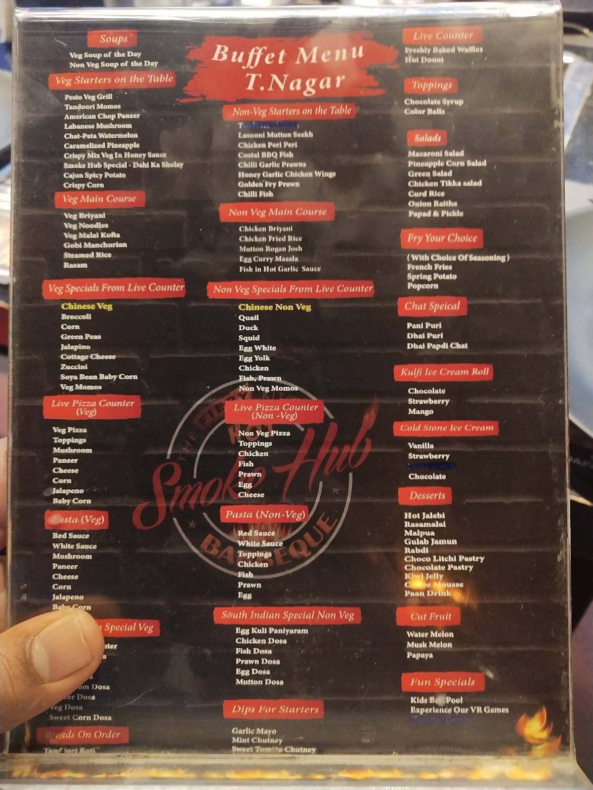 Menu at SMOKE HUB BARBEQUE - T.NAGAR, Chennai