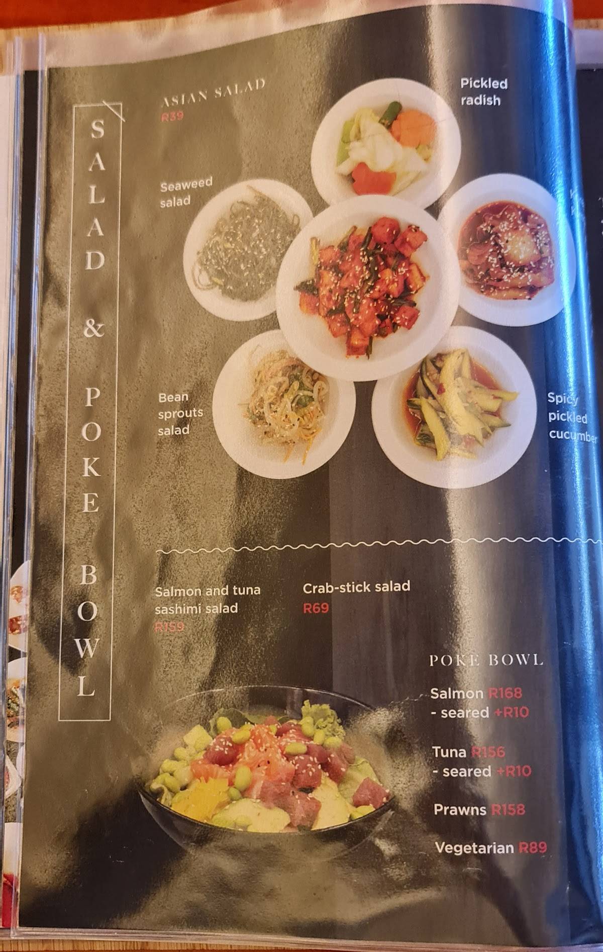 Menu at SONAMU restaurant, Cape Town