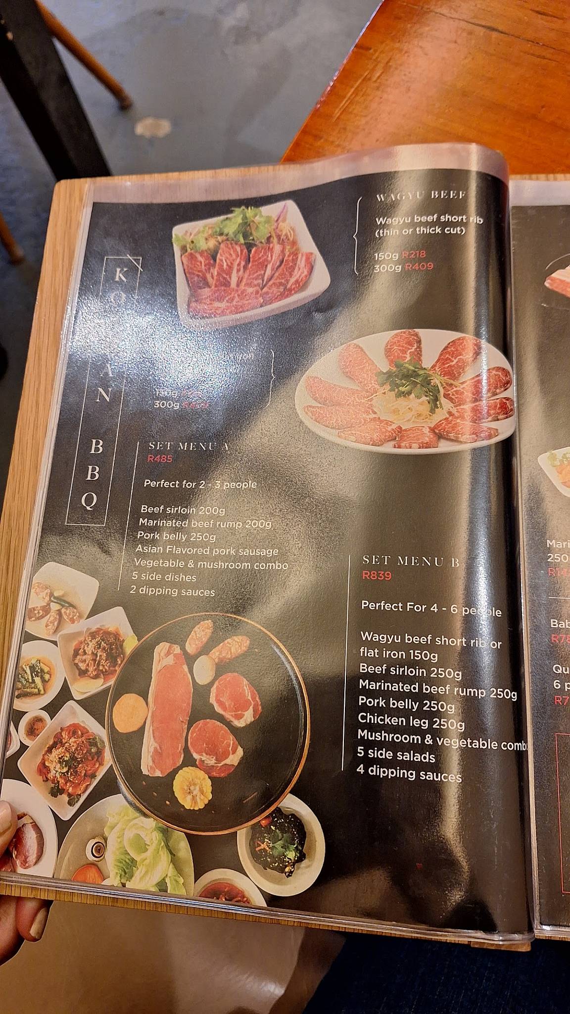 Menu at SONAMU restaurant, Cape Town