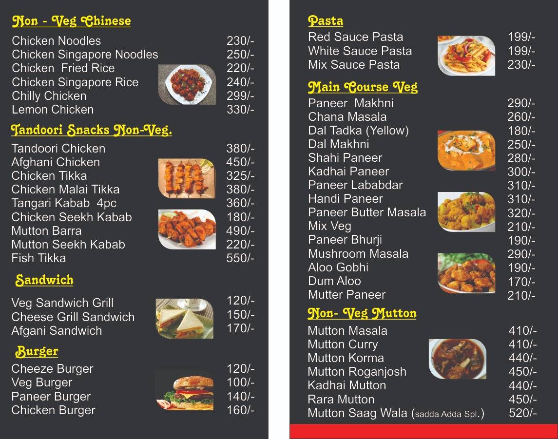 Menu at Sadda Addaa, New Delhi, Tf-4