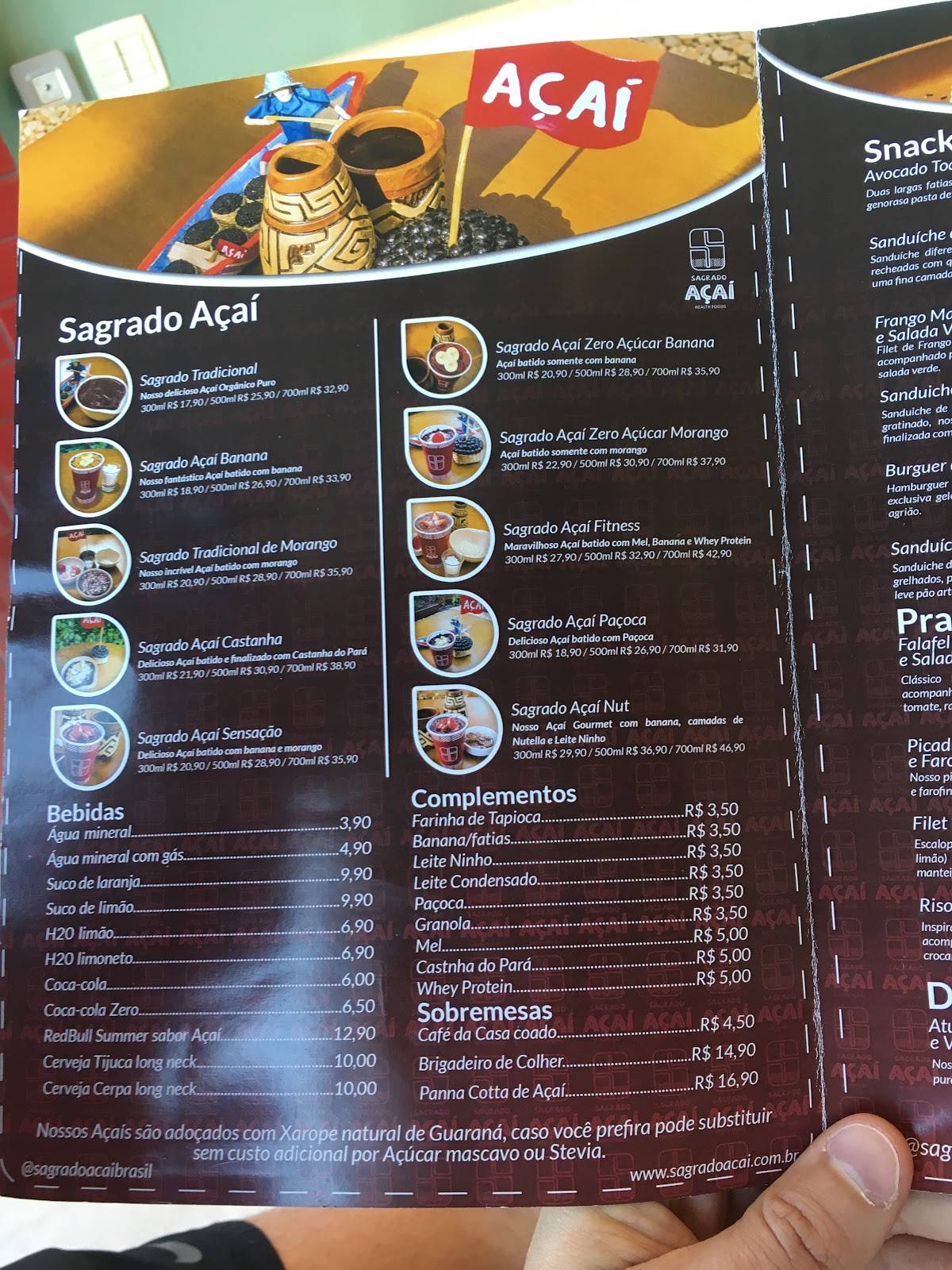 Menu at Sagrado Açaí pub & bar, Brasília